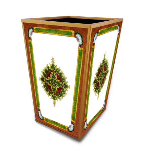 Wood garbage bin - Traditional Russian Design with Gold Leaves